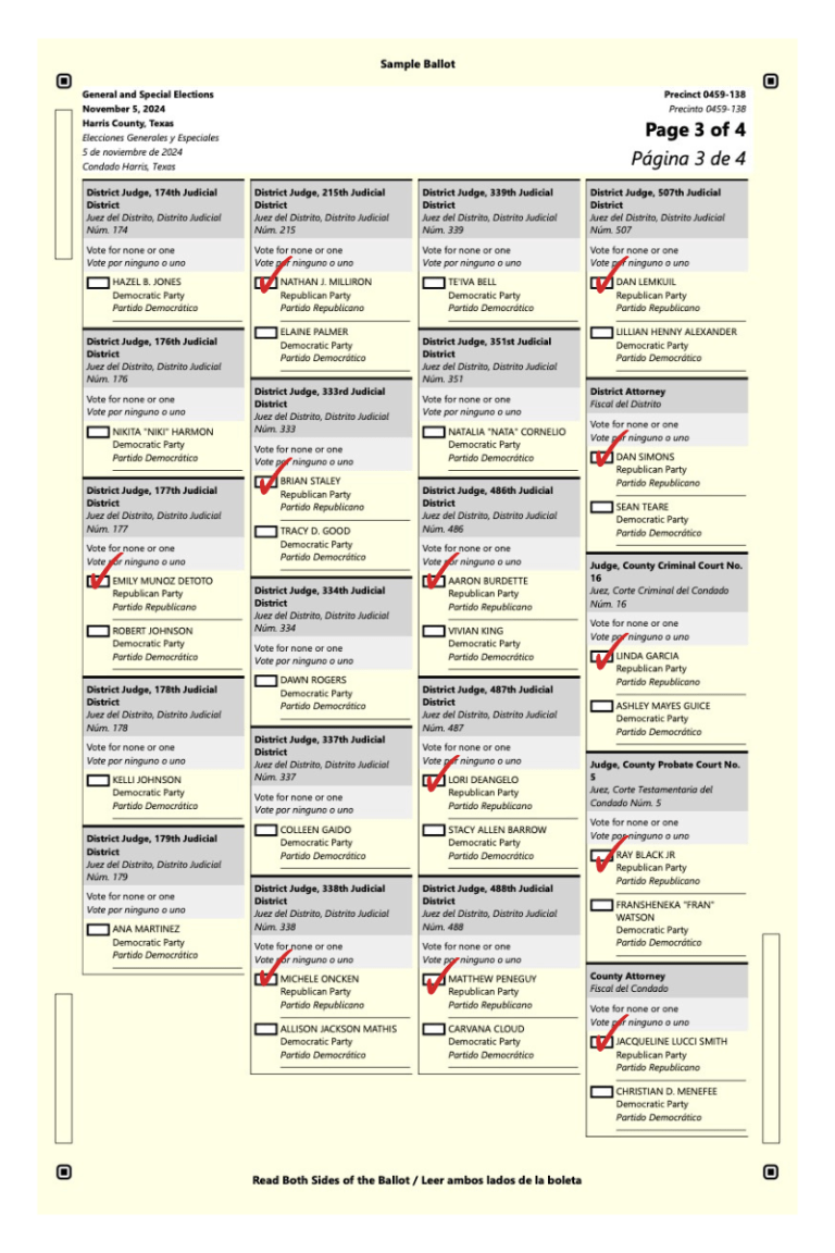 Sample Ballot – Harris County Republican Party Precinct 0459 – Audra Deaver