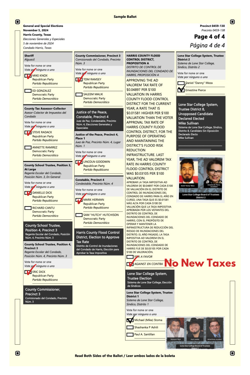 Sample Ballot – Harris County Republican Party Precinct 0459 – Audra Deaver
