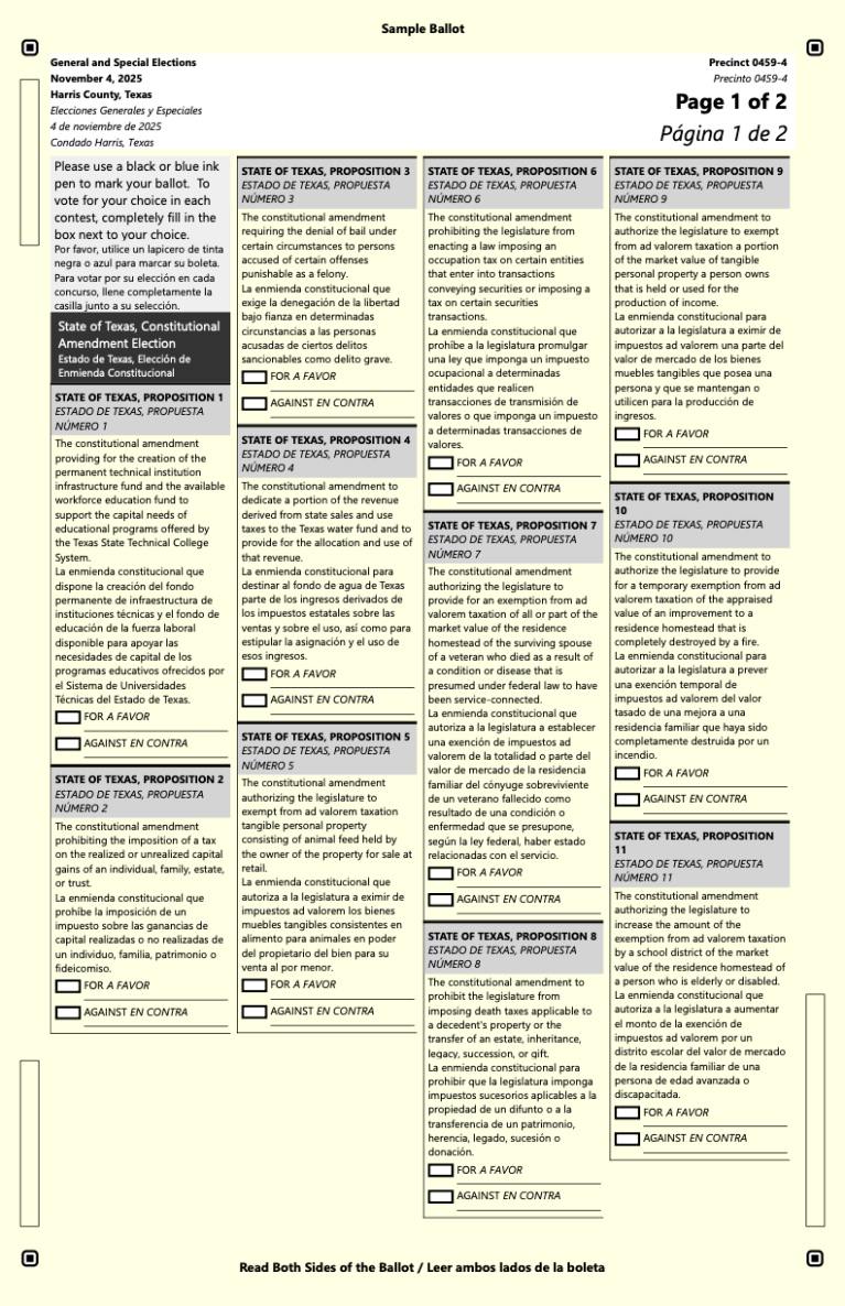 Sample Ballot – Harris County Republican Party Precinct 0459 – Audra Deaver